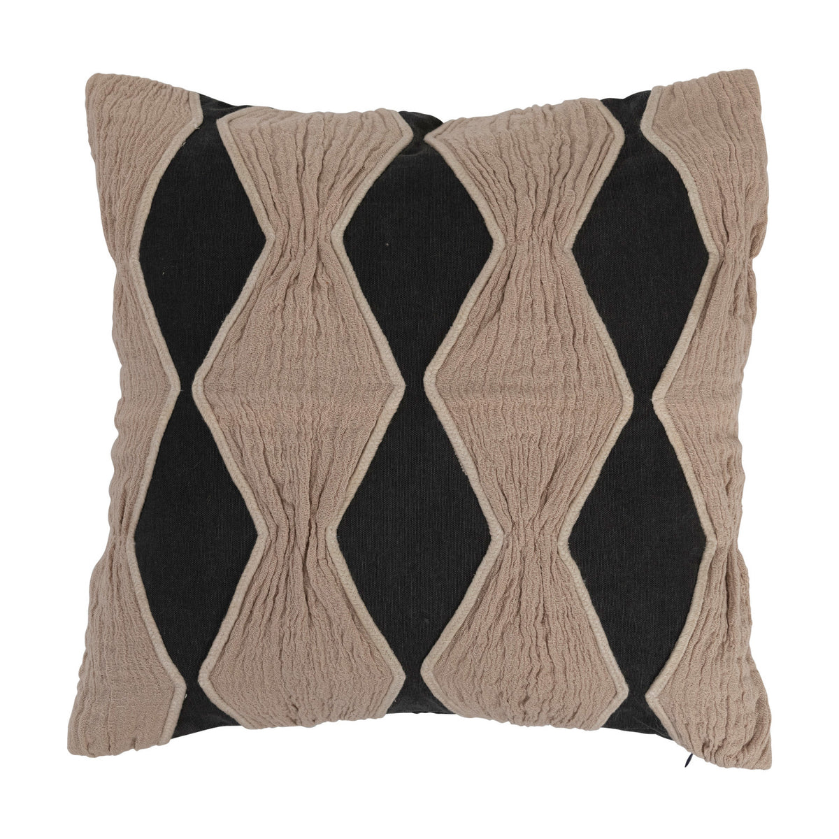 Cotton Pillow w/ Applique & Diamond Pattern — Rockwall Artisan Home